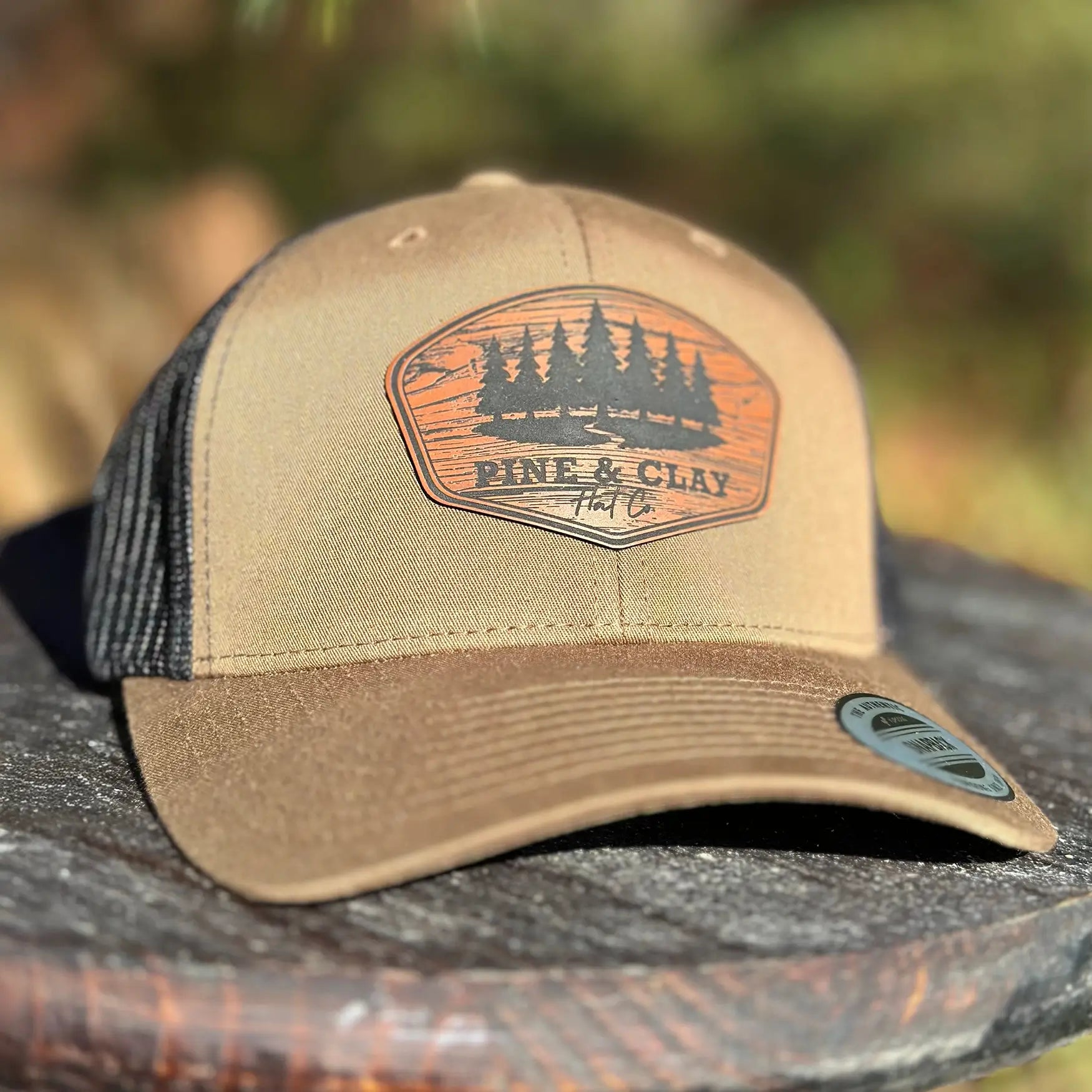 Brown/Black - Woodgrain Patch – Pine & Clay Hat Co